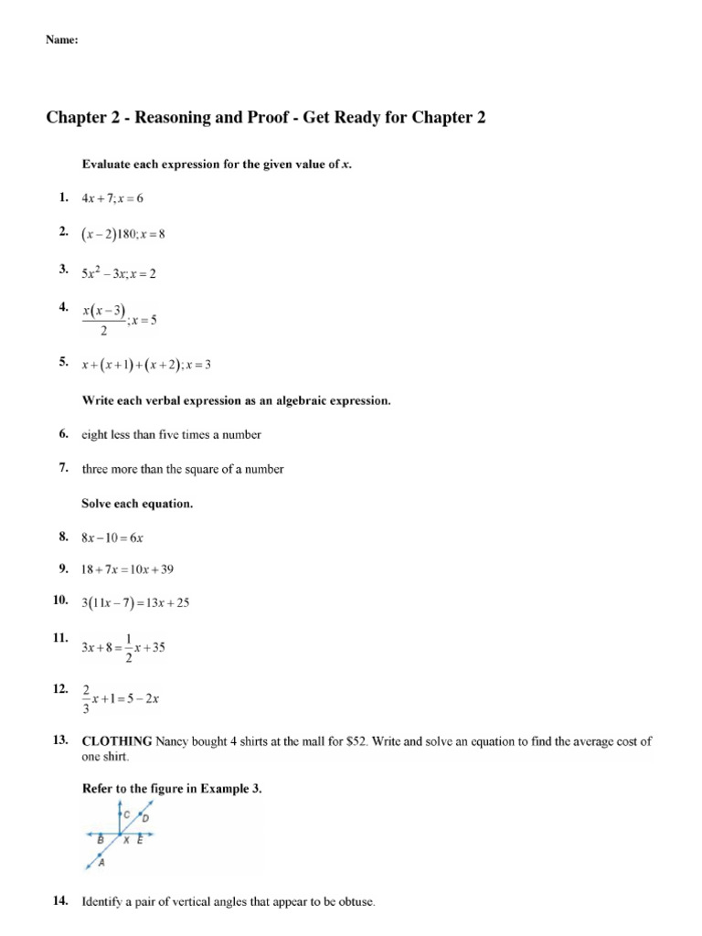 Chapter 2 - Reasoning and Proof | PDF | Reason | Mathematical Proof