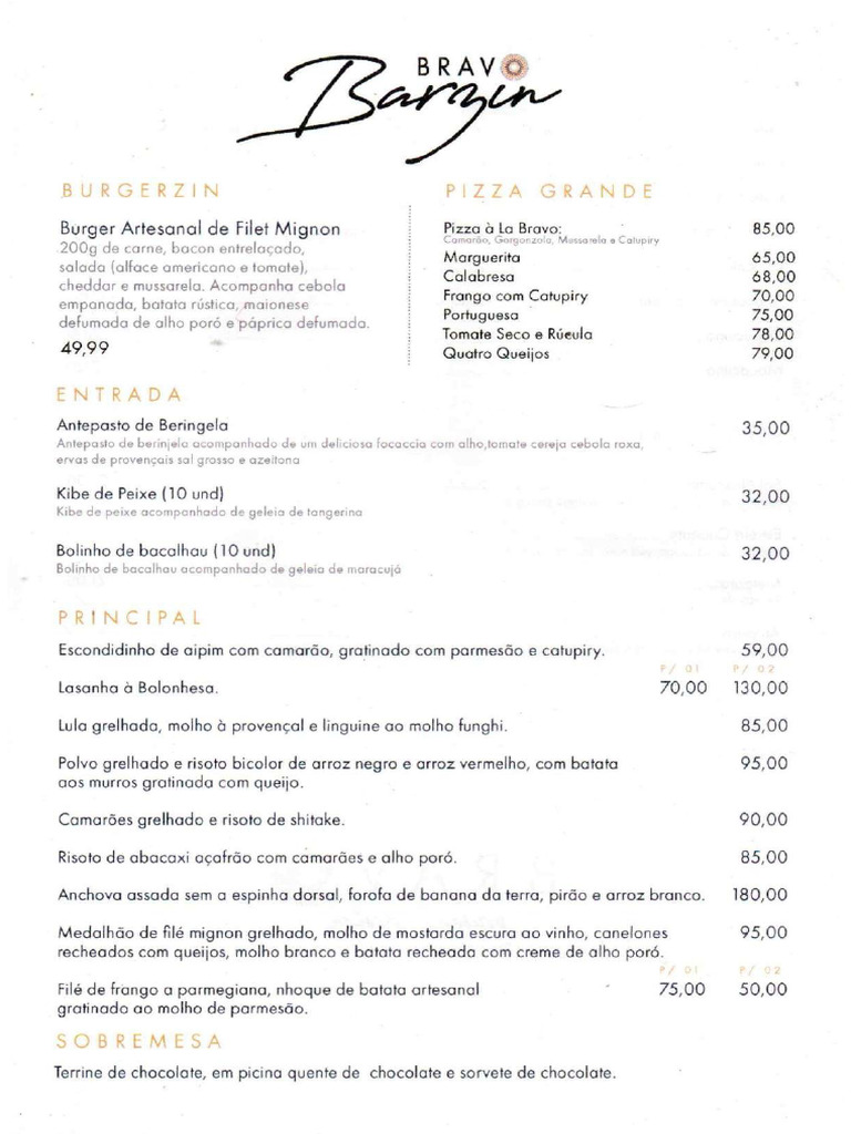 Cardápio Barzin | PDF