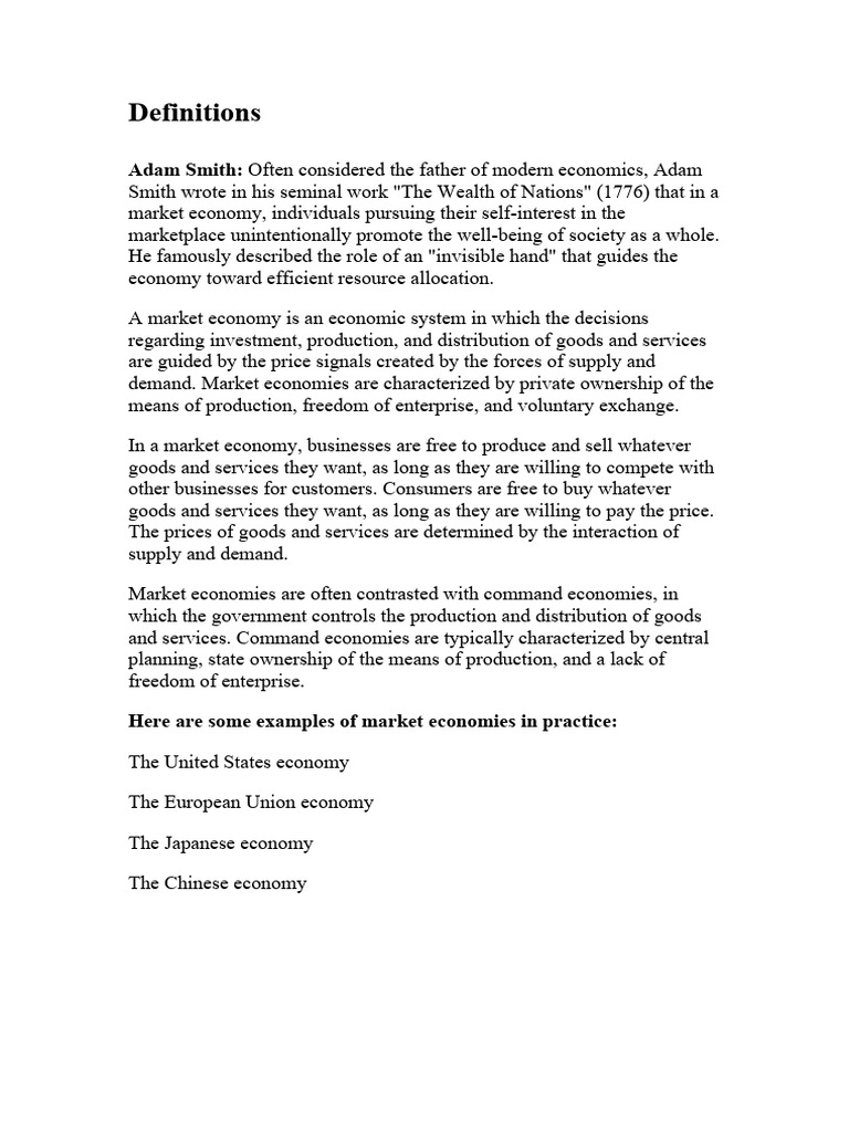 Market economy | PDF | Market (Economics) | Market Economy