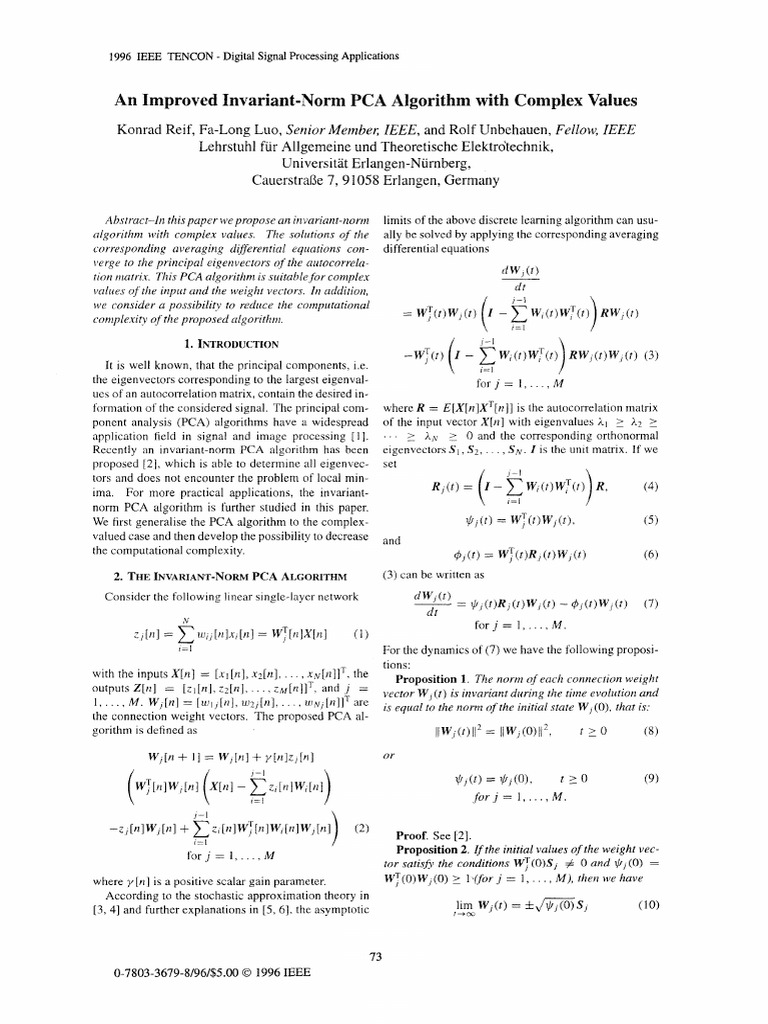An Improved Invariant-Norm PCA Algorithm With Complex Values | PDF | Science & Mathematics