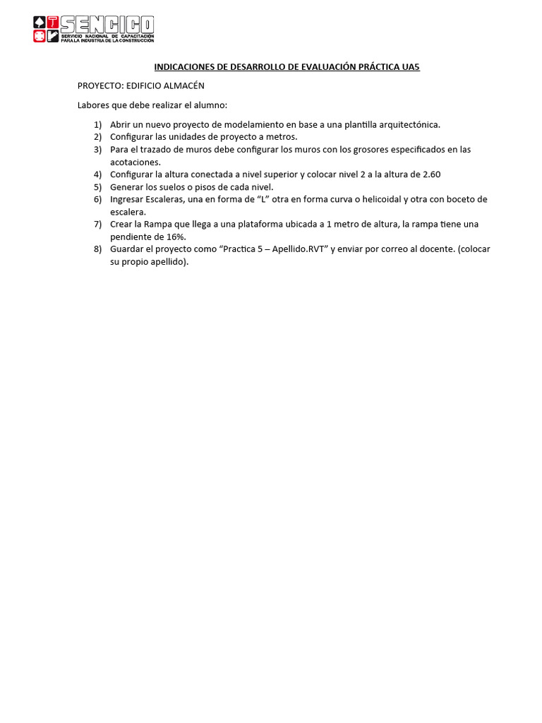 Indicaciones de Desarrollo de Evaluación Práctica Ua5 | PDF