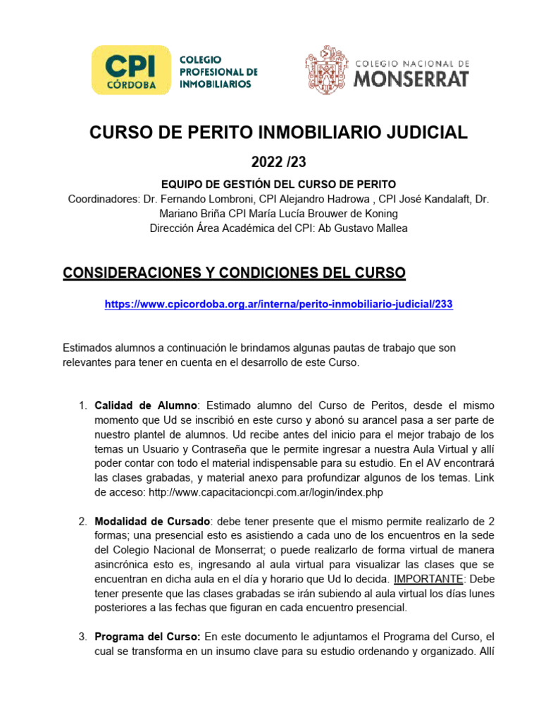 Curso Perito Aspectos Claves de Cursado | PDF Curso Perito Aspectos Claves de Cursado | PDF