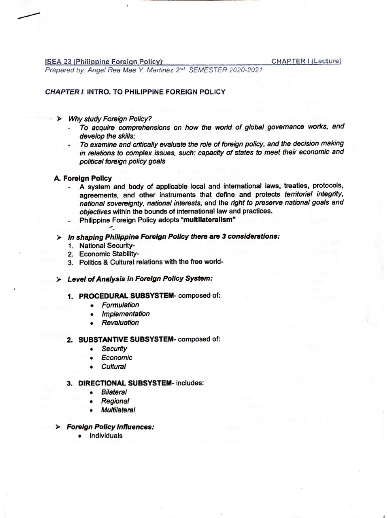 ISEA23 Philippine Foreign Policy | PDF