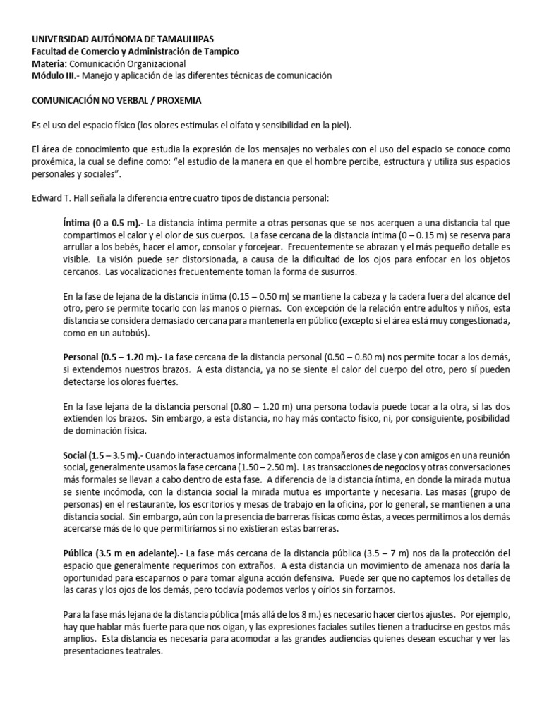 2.2 Proxemia | PDF | Comunicación humana | Comunicación