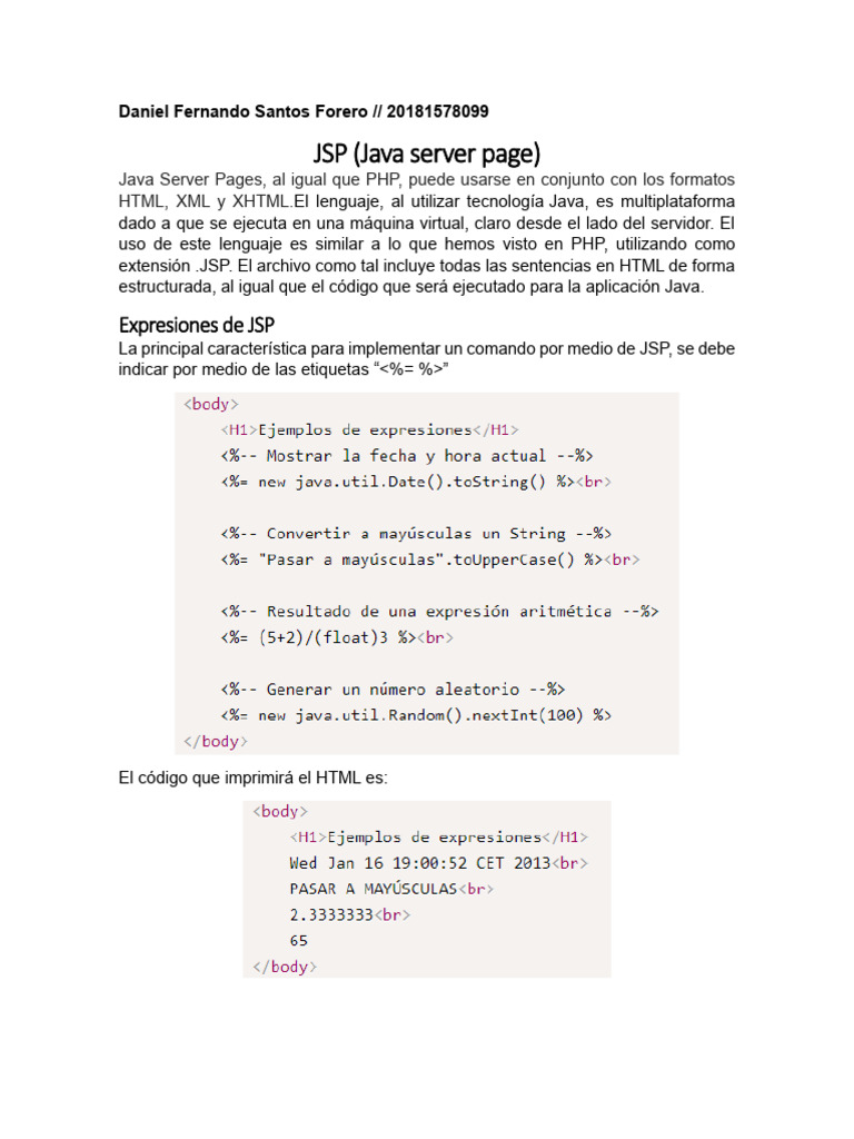 JSP (Java Server Page) | PDF | Java (lenguaje de programación) | Servidor web