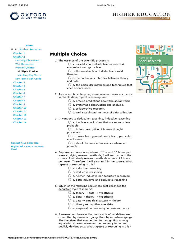 Multiple Choice 2 | PDF | Inductive Reasoning | Deductive Reasoning