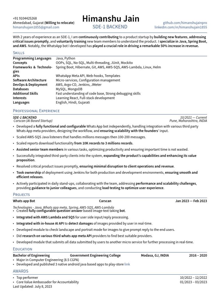 Himanshu Jain Resume | PDF