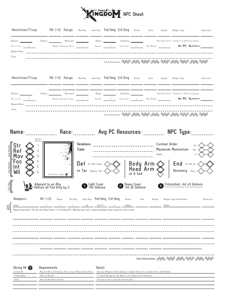 Fragged Kingdom - GM Sheets | PDF | Ammunition
