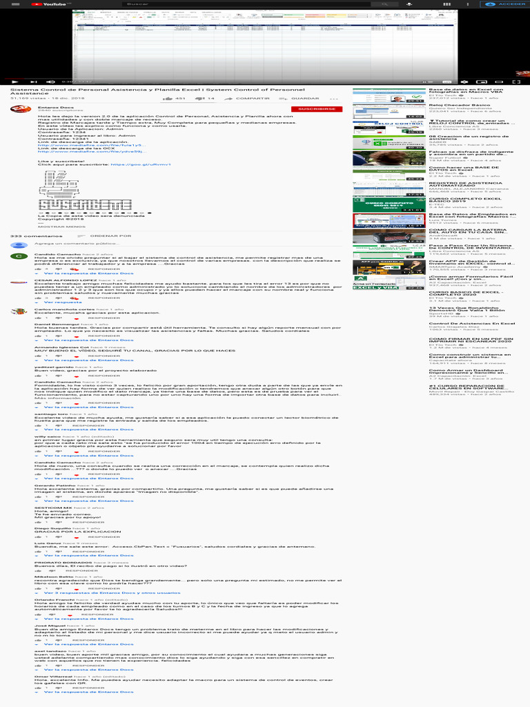 Sistema Control de Personal Asistencia y Planilla Excel - System Control of Personnel Assistance ...