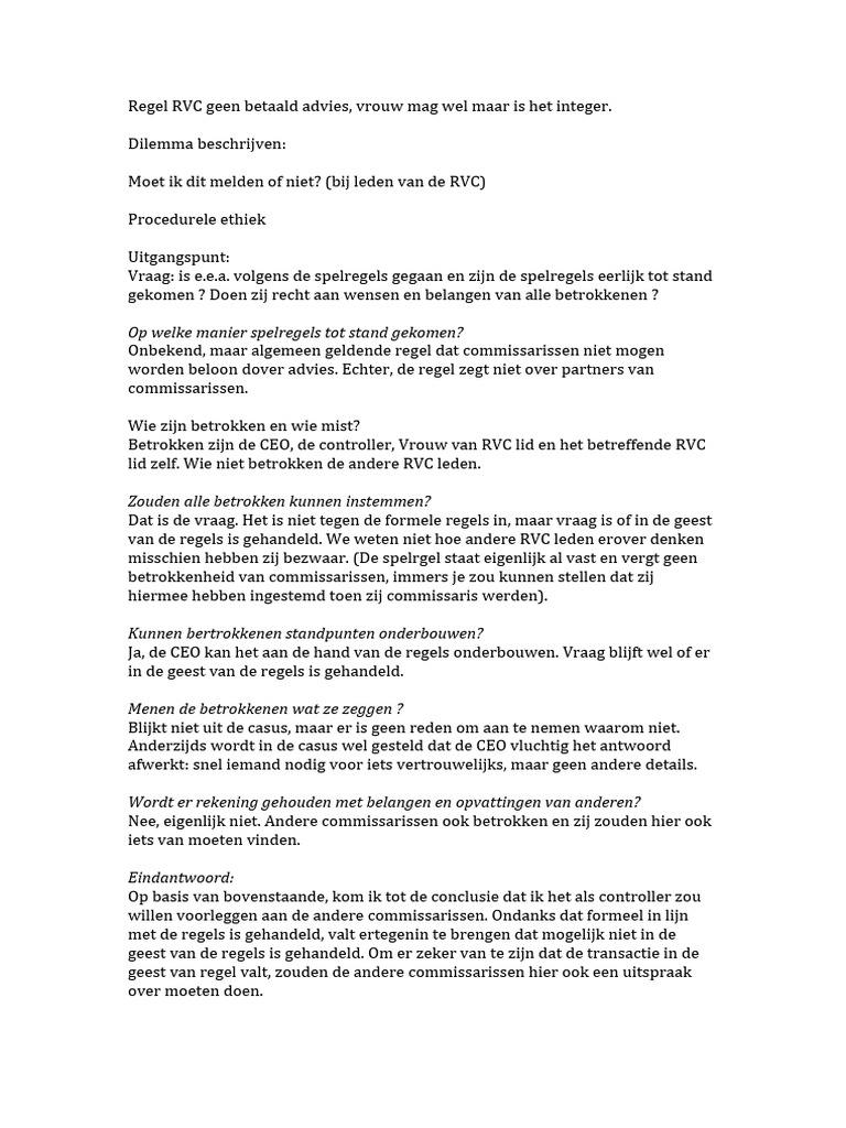 Voorbeeld uitwerking deugden ethiek | PDF