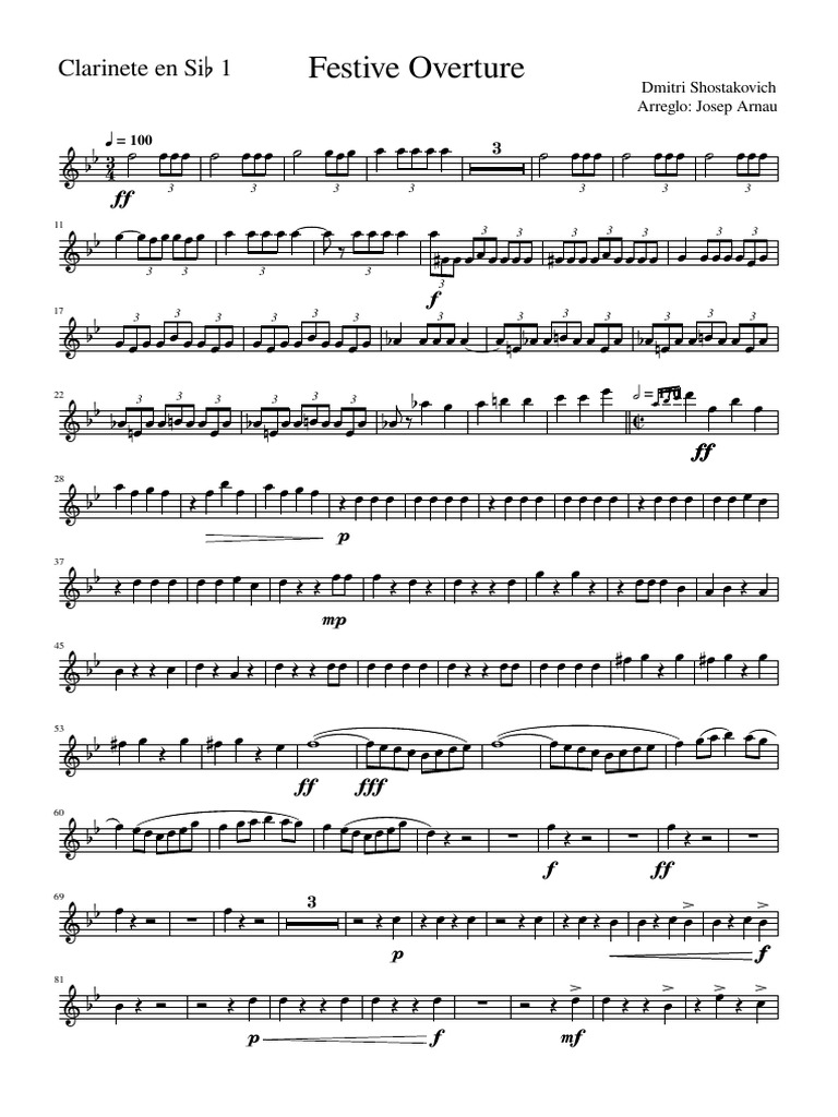 Festive Overture-Clarinete en Sib 1 | PDF