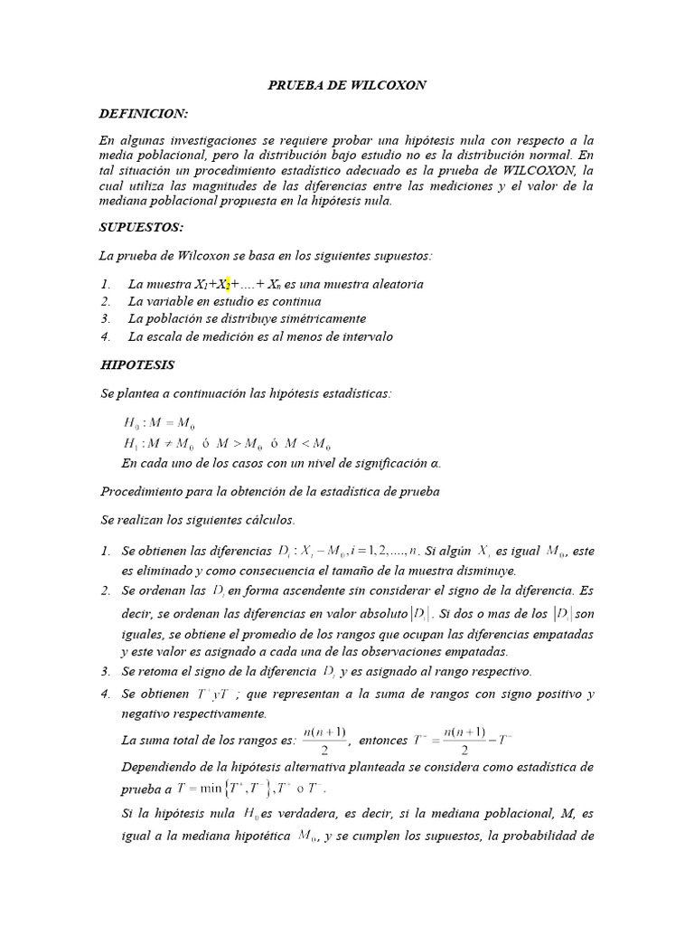 Prueba de Wilcoxon: Guía y Ejemplo | PDF | Muestreo (Estadísticas ...