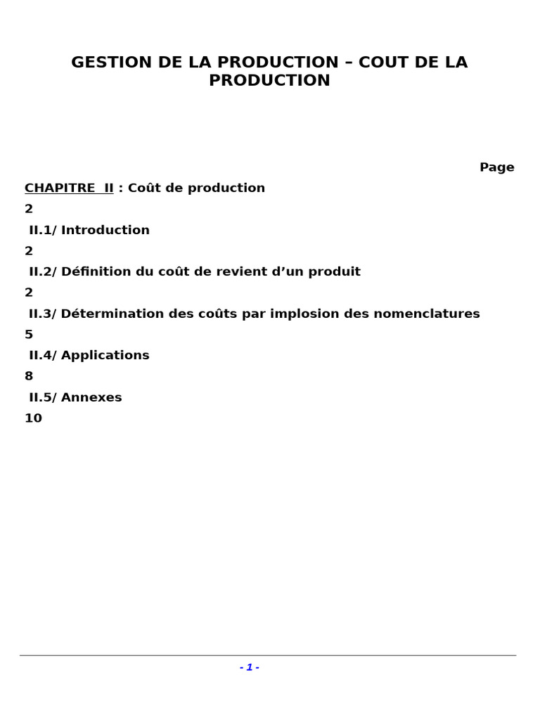 Gestion de La Production - Cout de La Production | PDF