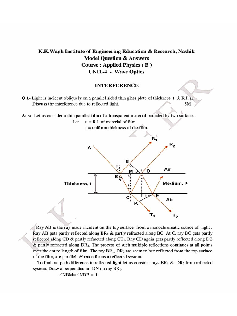 Unit 3-Wave Optics - Part1 | PDF