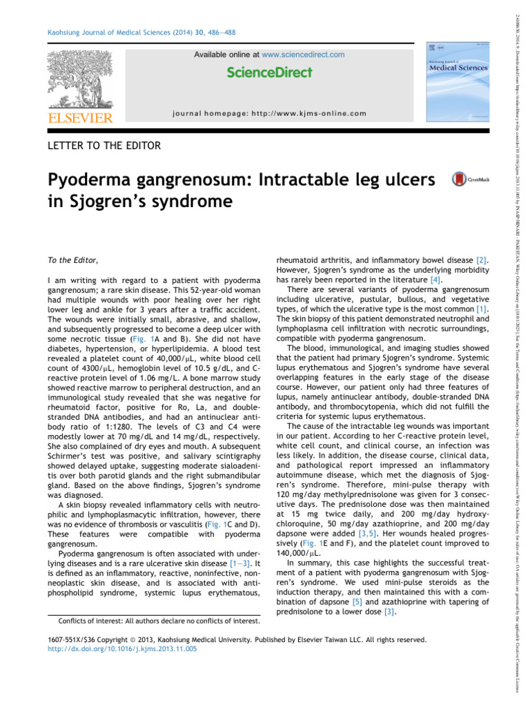 The Kaohsiung J of Med Scie - 2013 - Tsai - Pyoderma gangrenosum ...