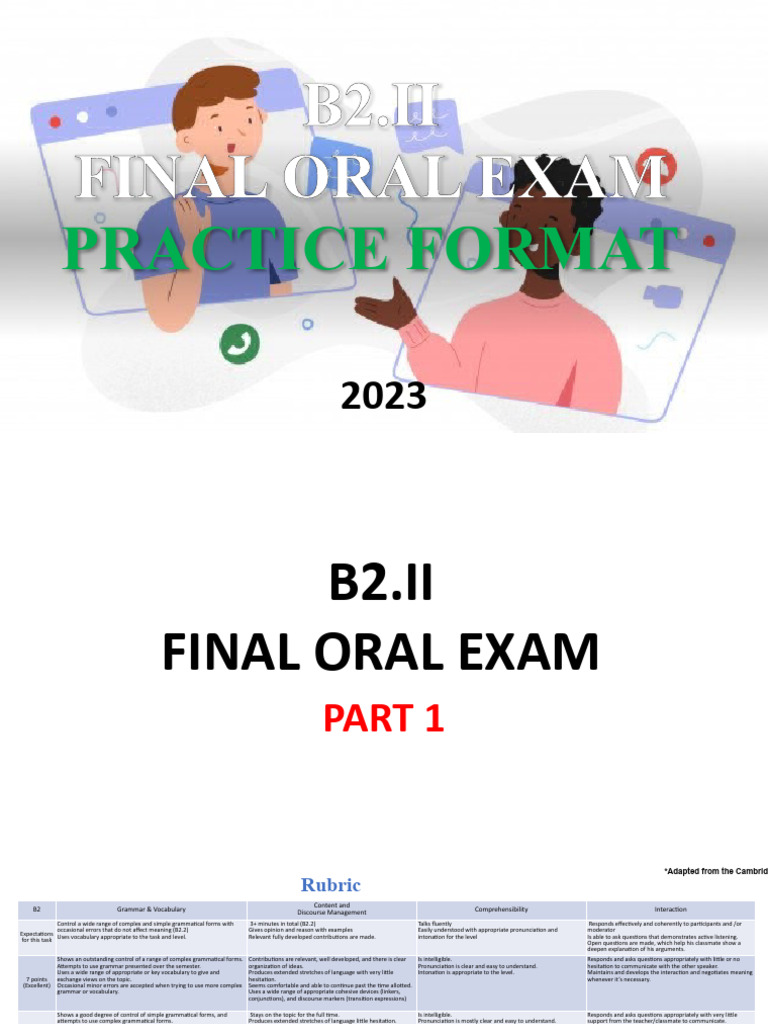 b2.II Final Oral Exam Presentation - Practice Format 2023 | PDF ...