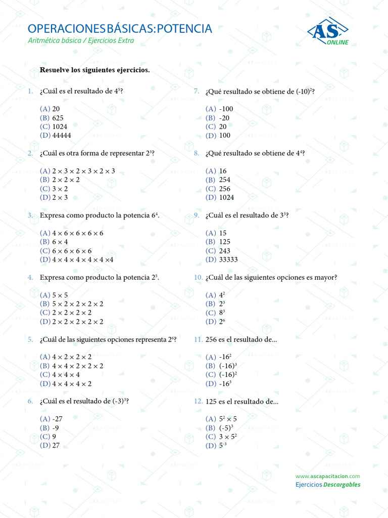 1.3 Extra Operaciones Basicas Potencia | PDF | Ajedrez