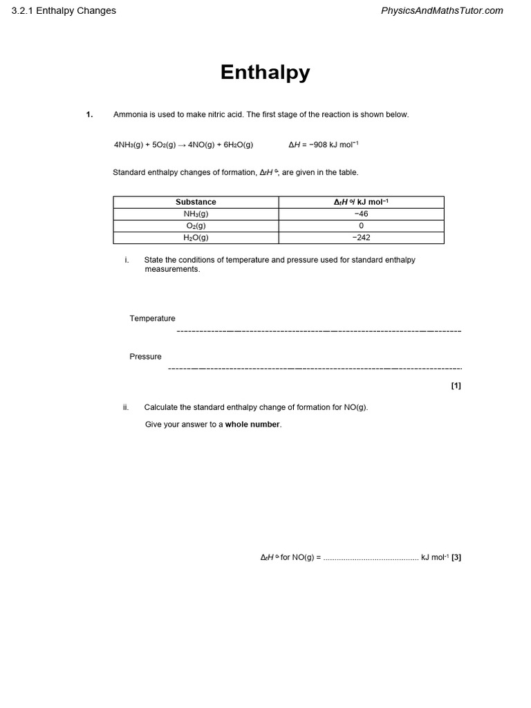 Enthalpy Changes in Chemical Reactions | PDF | Enthalpy | Chlorine