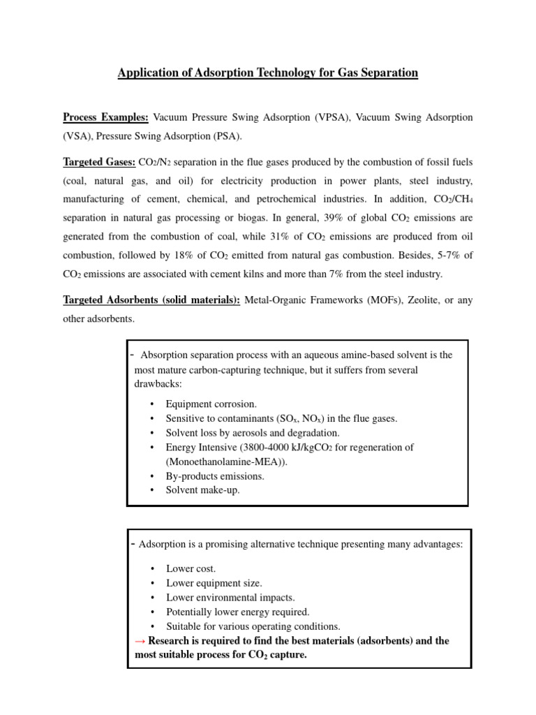 Application of Adsorption Technology For Gas Separation | PDF ...