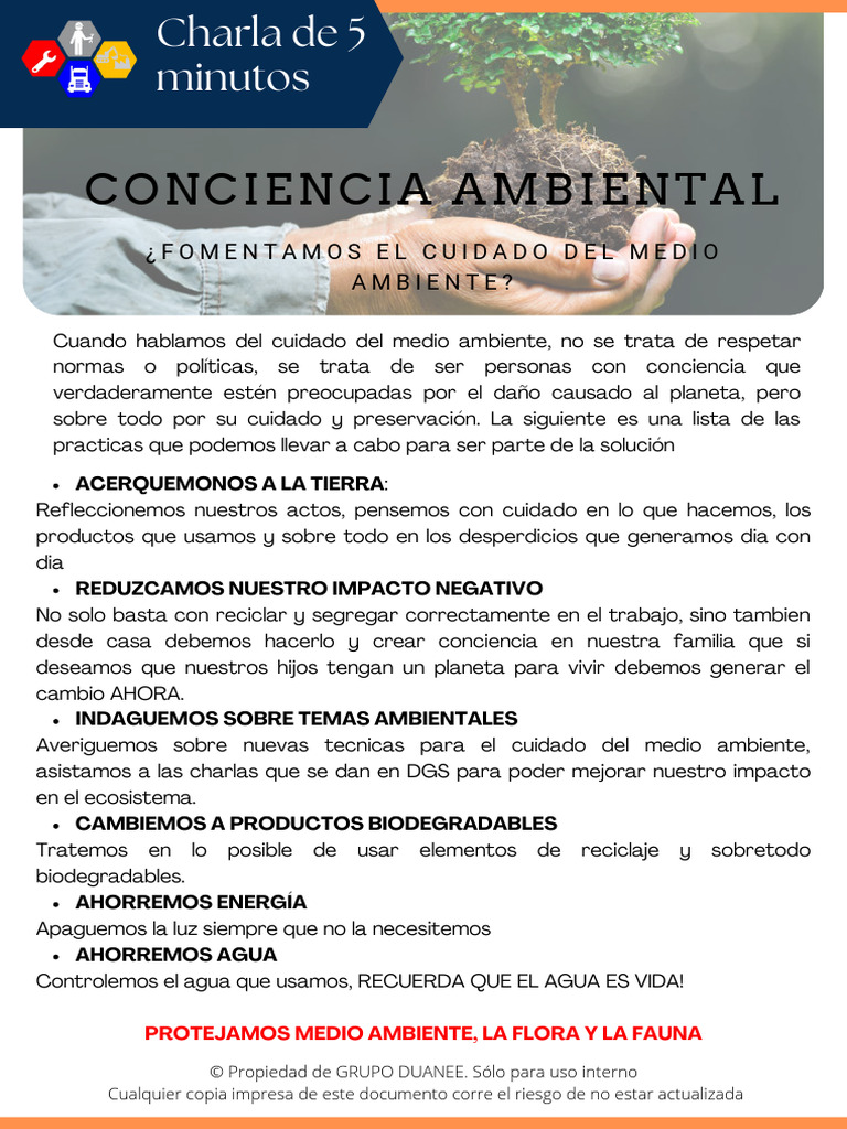 Charlas de 05 Minutos - Conciencia Ambiental | PDF