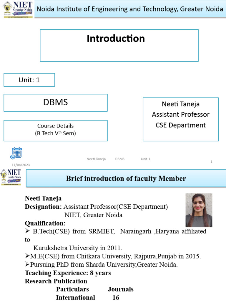 Final - DBMS UNIT-1 | PDF | Databases | Data Model