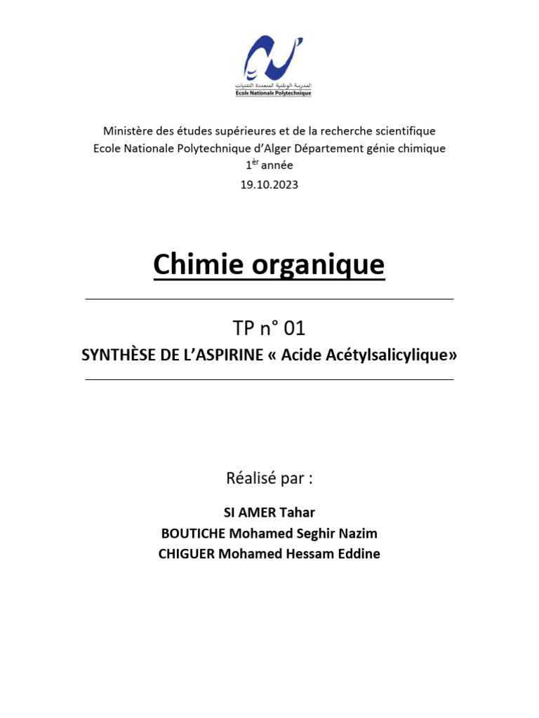 TP CHIMIE Organique | PDF