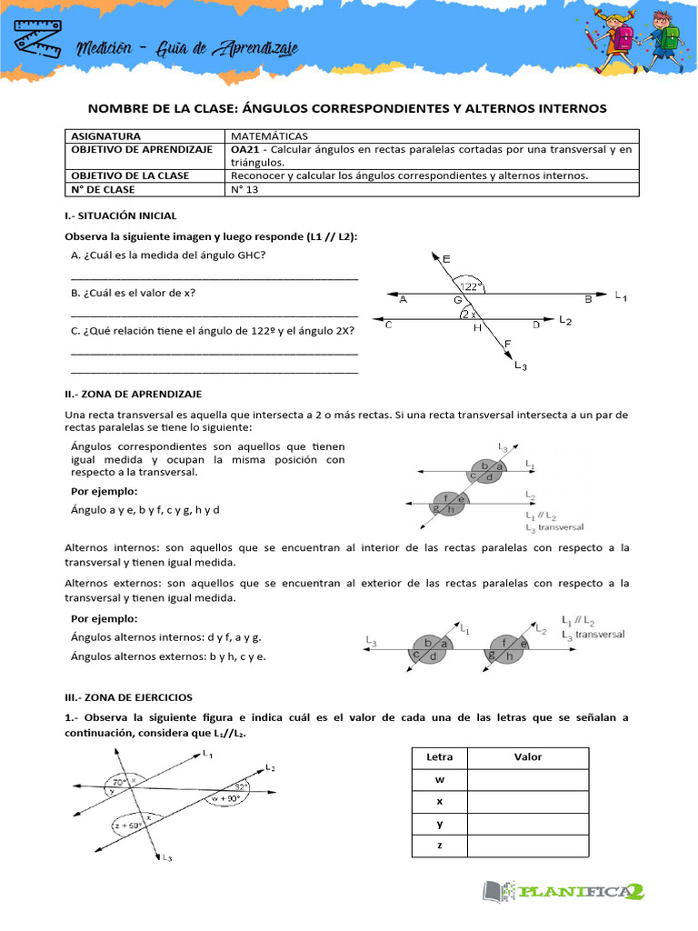 Ángulos Alternos Externos y Ejercicios | PDF | Ángulo | Triángulo