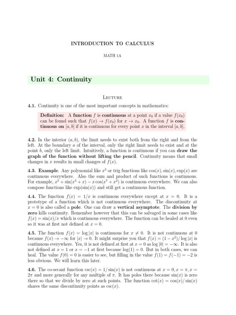 Lecture 04 | PDF | Continuous Function | Function (Mathematics) Lecture 04 | PDF | Continuous Function | Function (Mathematics)