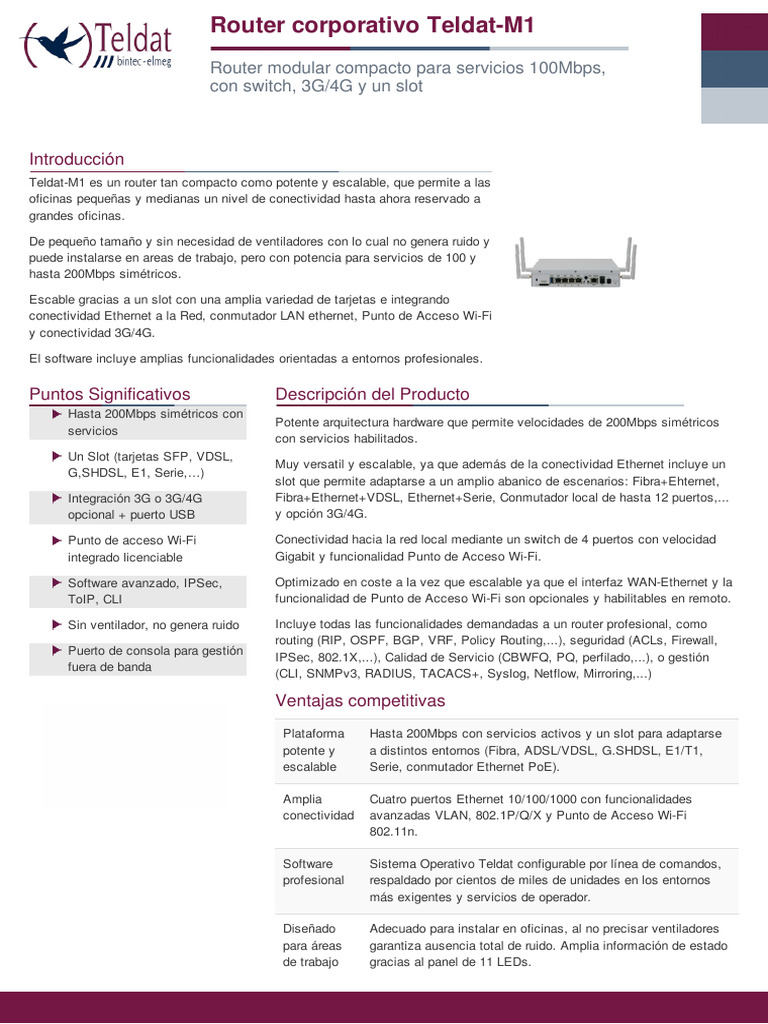 Router Modular Compacto para Servicios 100Mbps, Con Switch, 3G/4G y Un ...