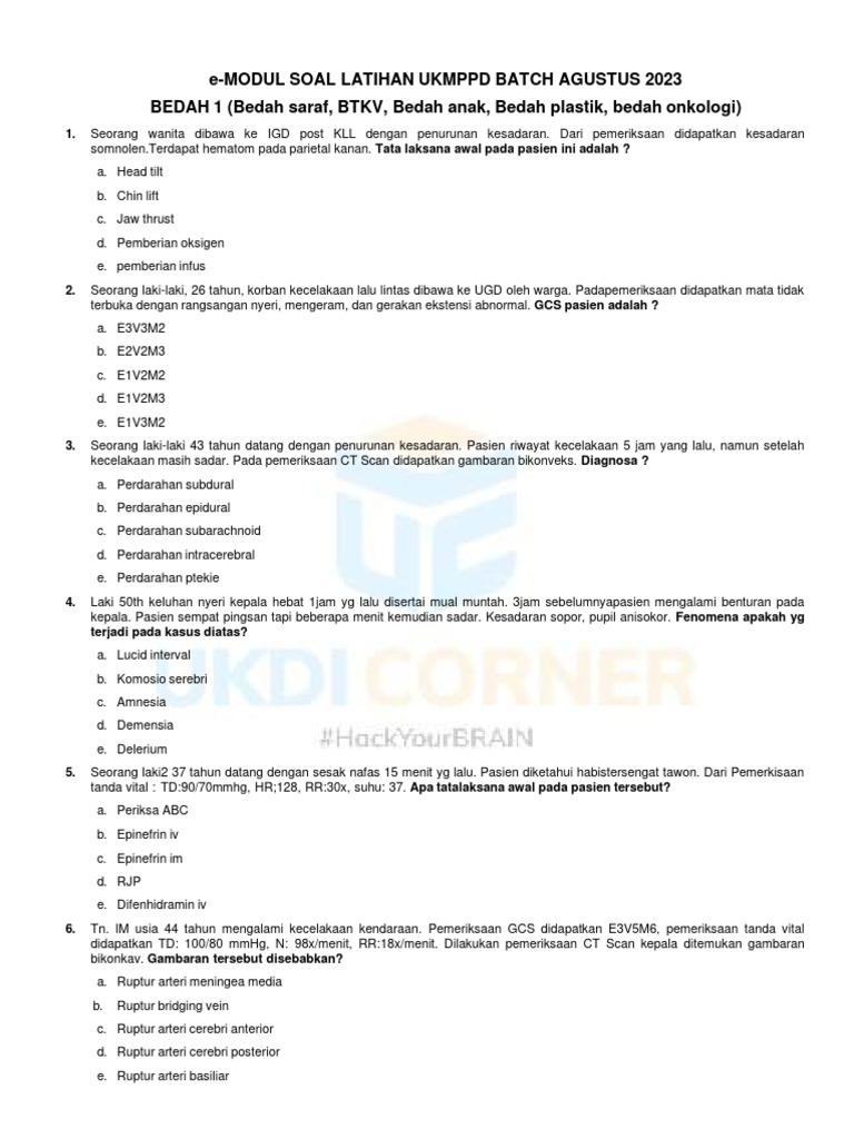 E- Soal UKMPPD Batch Agustus 2023 Bedah 1 | PDF