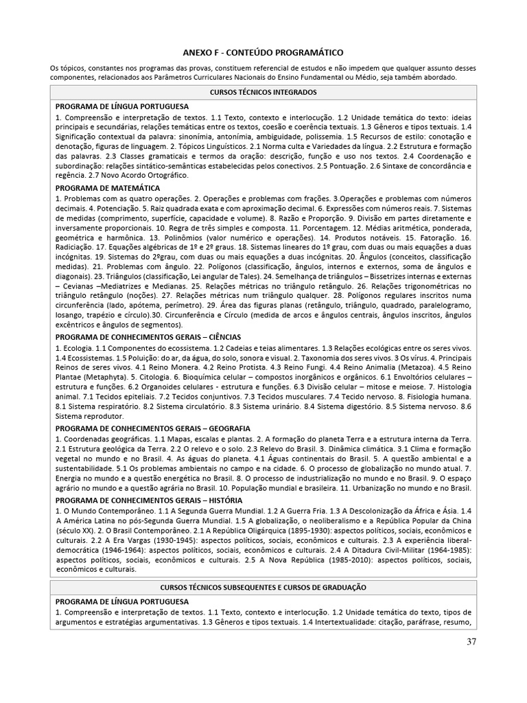 Anexo F Conteudoprogramatico | PDF