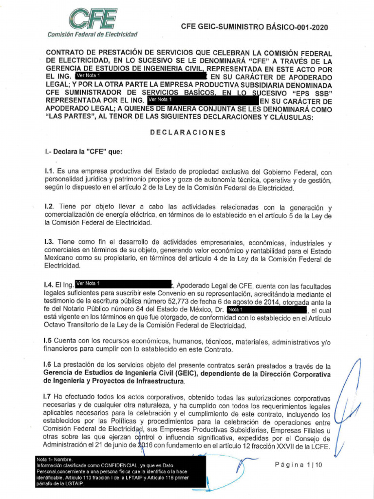 Cfe Geic Suministro Basico 001 2020 | PDF