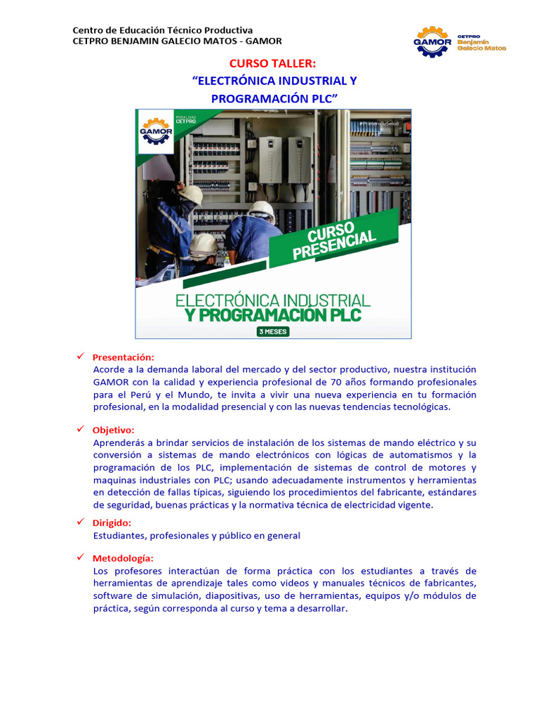 Brochure - CT - Electrónica Industrial y Programación PLC | PDF | Controlador lógico programable ...