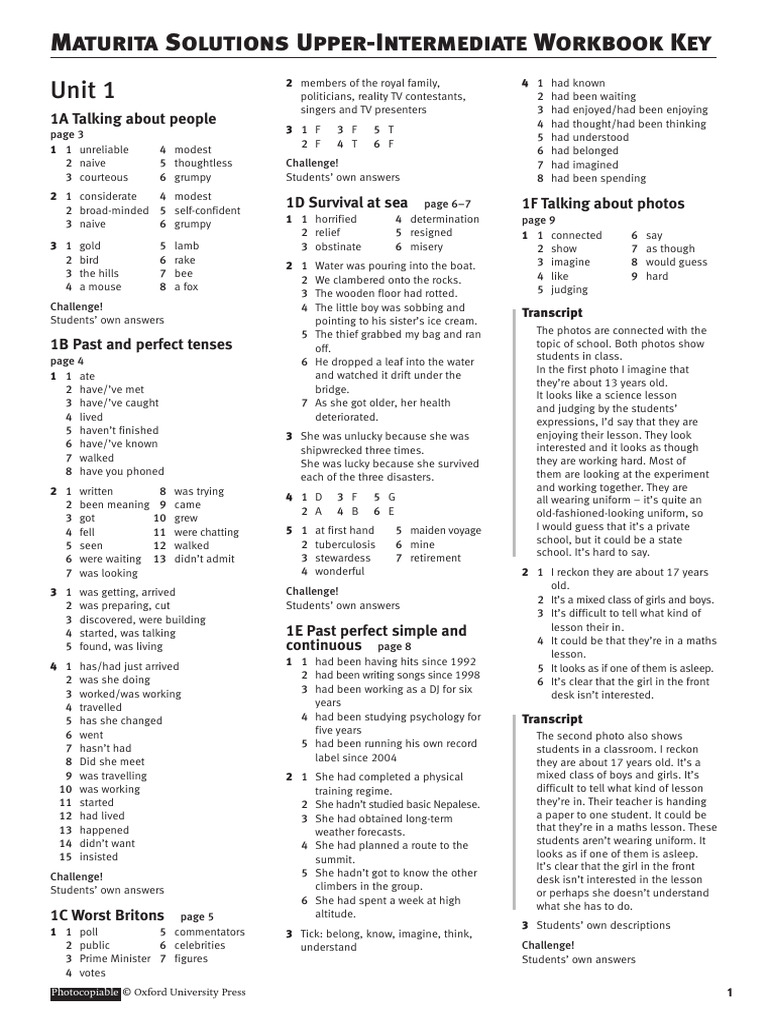Maturita Solutions Upper Intermediate Workbook Key | PDF | Adolescence | Invention