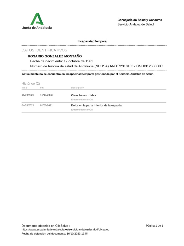 Incapacidad Temporal | PDF