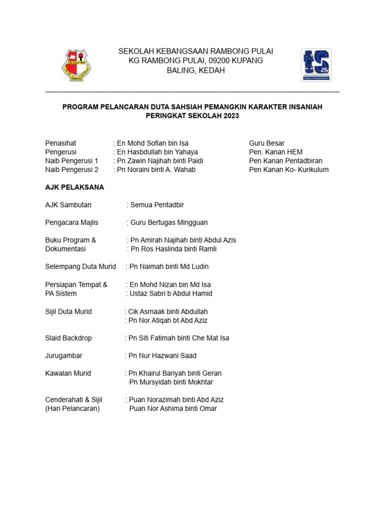 Pelancaran Duta Murid | PDF