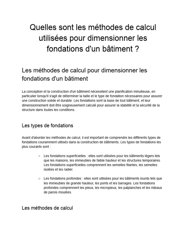 Méthodes de calcul des fondations | PDF | Fondation (construction ...
