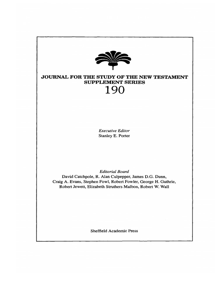 Journal For The Study of The New Testament Supplement Series | PDF ...