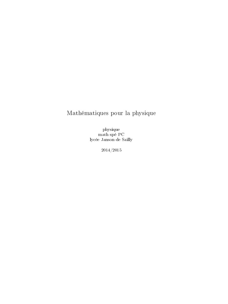 Mathematiques Pour La Physique | PDF