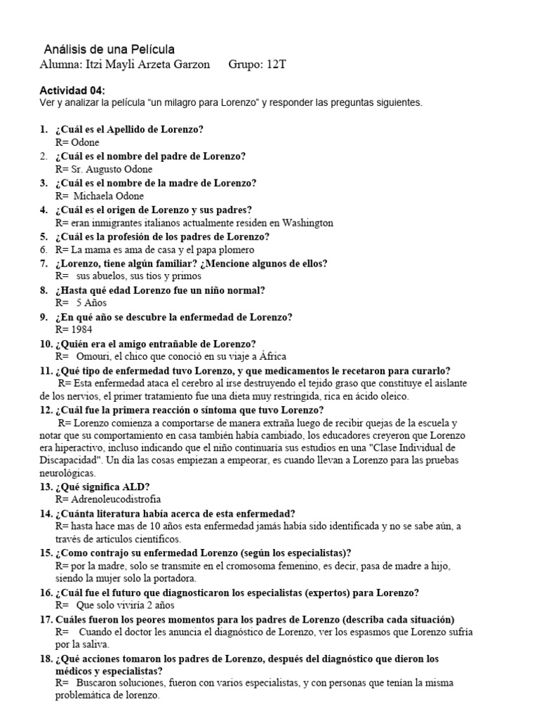 ACTIVIDAD No. 2.4 - Analisis de Una Pelicula | PDF | Enfermedades y ...