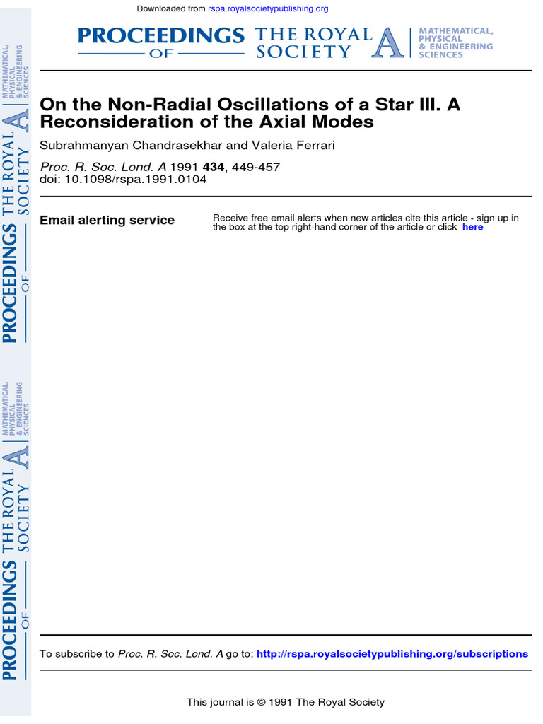 On The Non-Radial Oscillations of A Star | PDF | Social Science