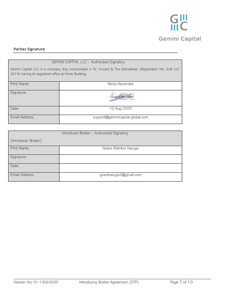 GC SVG Introducing Broker Agreement STP +1 Grace Wambui Karugo 7 | PDF