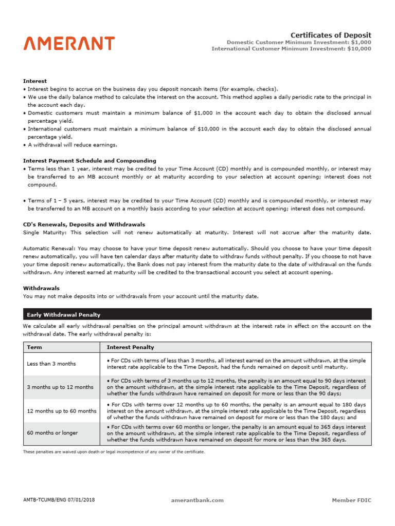 Amerant - Certificados de Depósito | PDF | Certificate Of Deposit | Interest