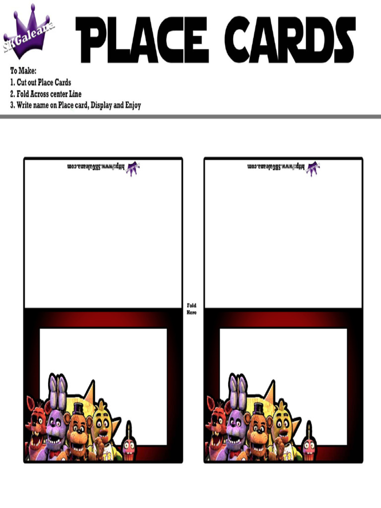 FNAF Place Cards SKGaleana | PDF