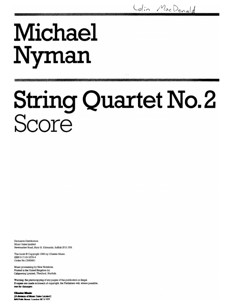 Nyman, Michael - String Quartet No. 2 | PDF