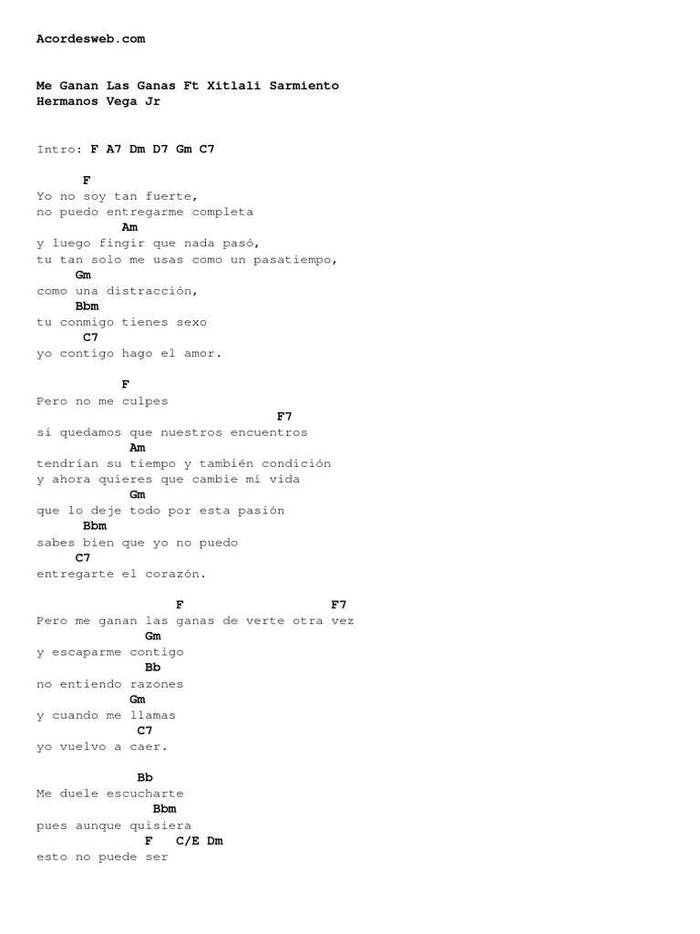 Acordes de "Me Ganan Las Ganas" | PDF