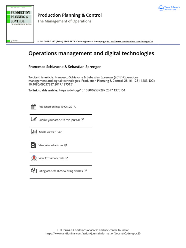 Operations Management & Digital Tech Insights | PDF | Supply Chain ...