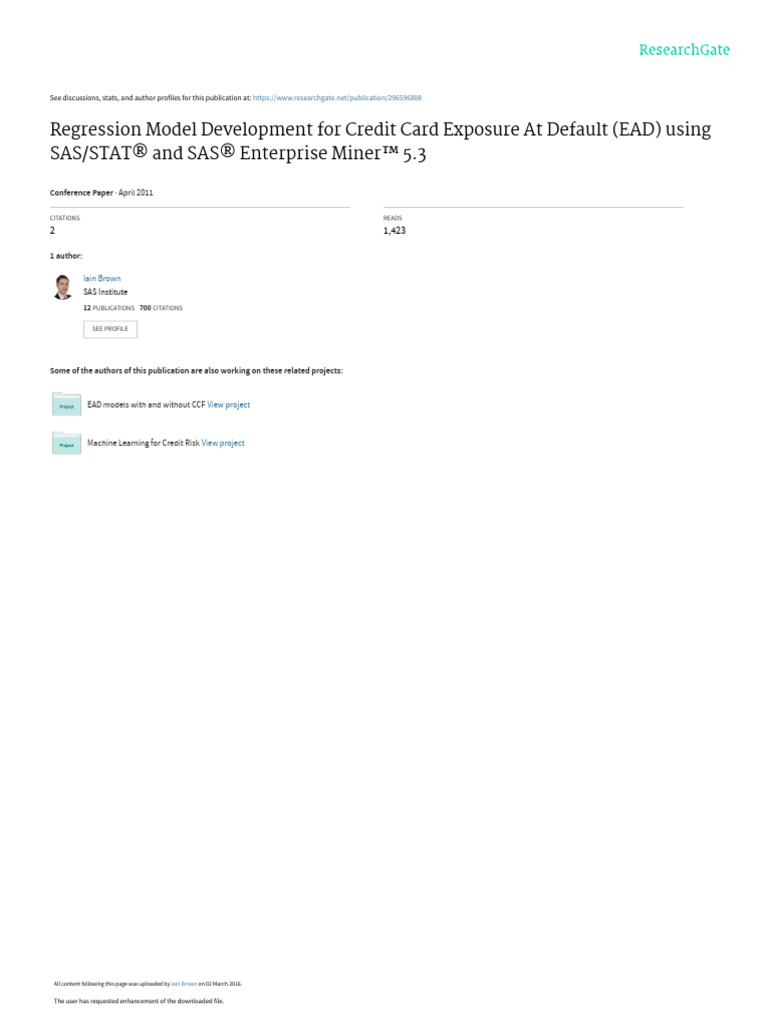 EAD Model Development Using SAS | PDF | Ordinary Least Squares ...