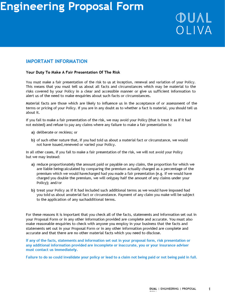 5819 Engineering Proposal Form - v3 | PDF | Insurance | Legal Liability