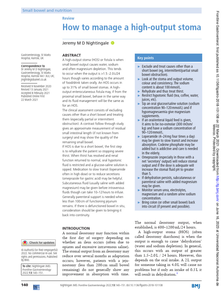 How to manage a high-output stoma | PDF